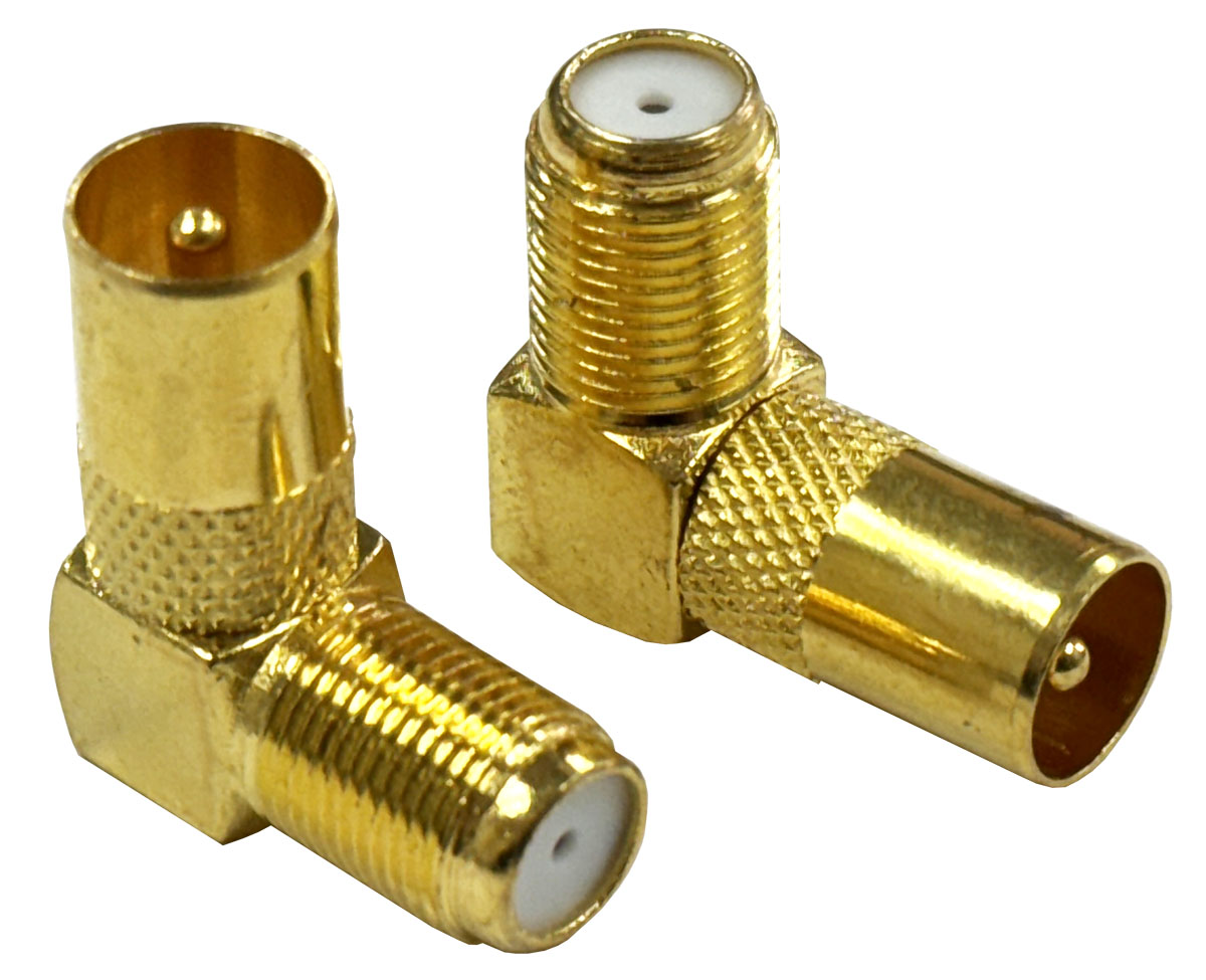 Part King Gold Plated 90 Degree F Socket to Coax Plug Adaptor