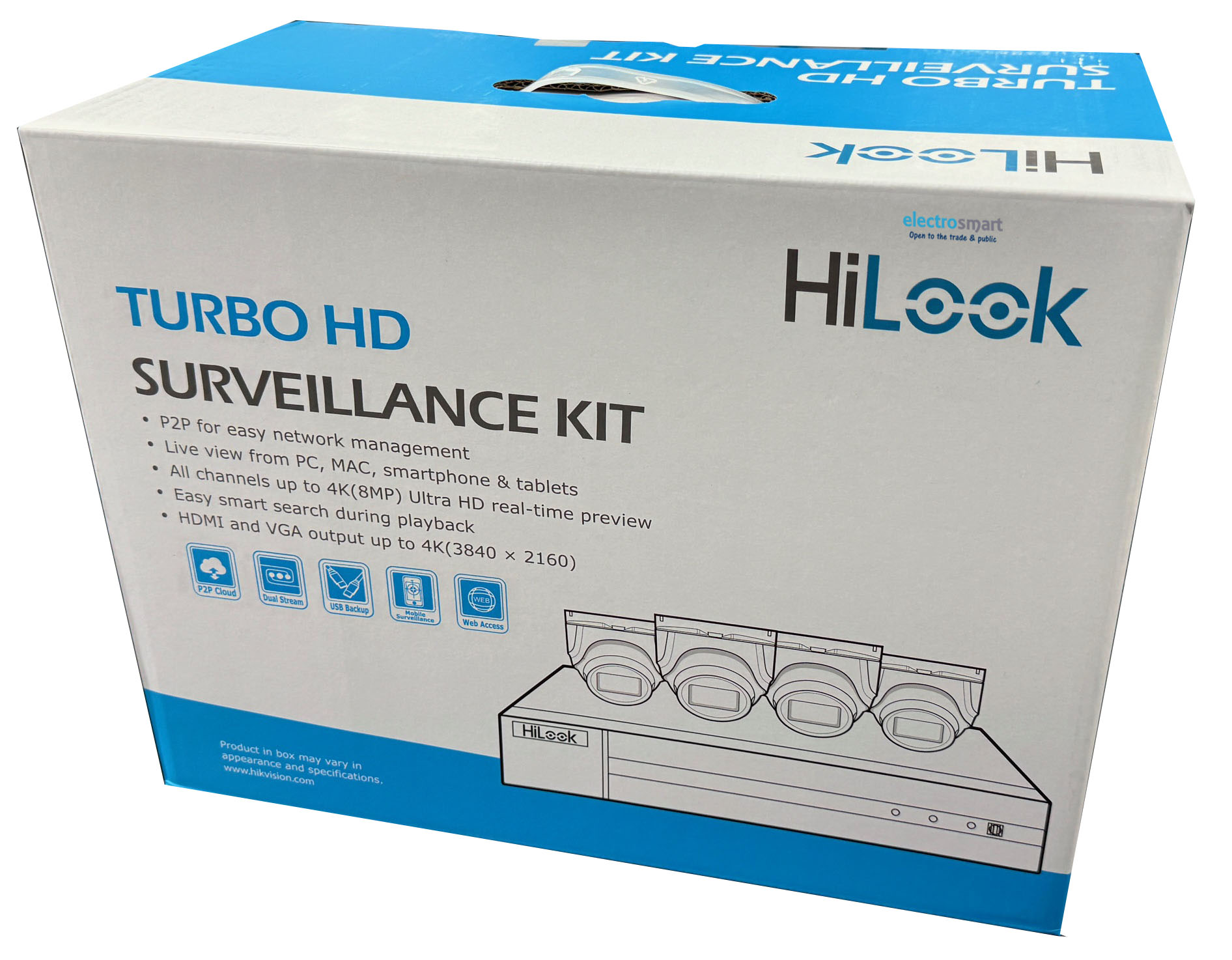 HiLook 4 x 8MP Camera 4K Turret CCTV Kit includes 2TB DVR Power Supply ...