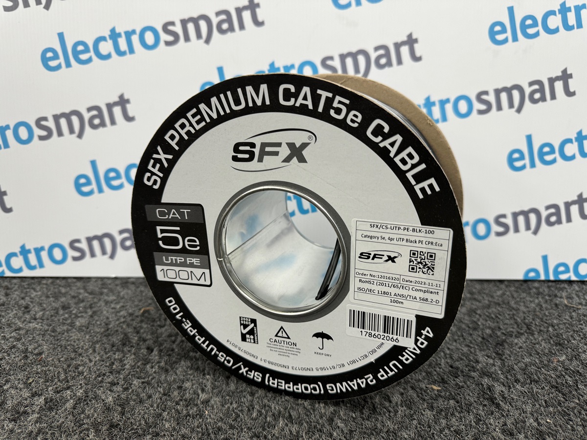 SFX 100m Cat5e Copper External Ethernet Network Cable UTP PE Black