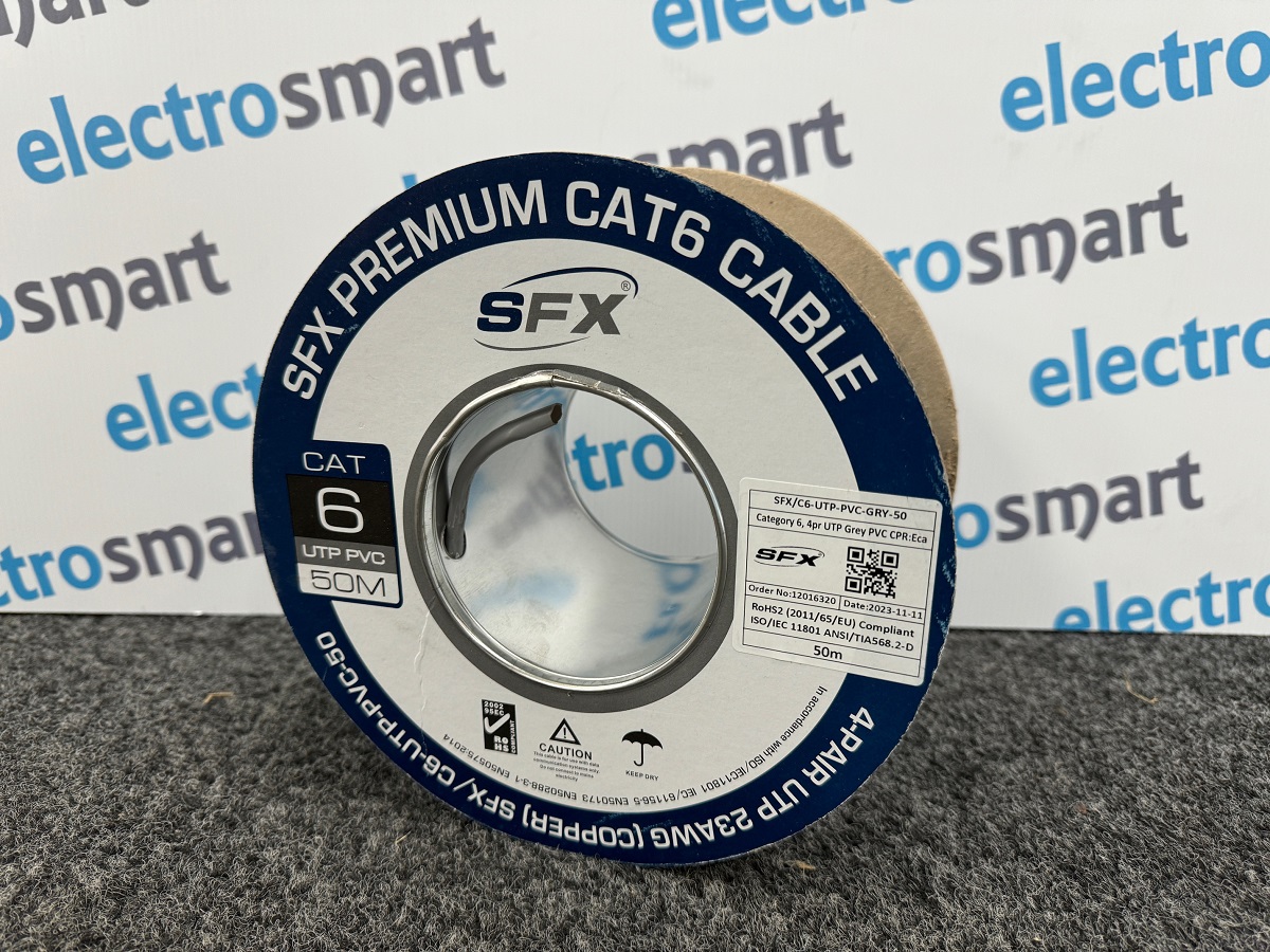SFX 50m Cat6 Copper Ethernet Network Cable UTP PVC Grey