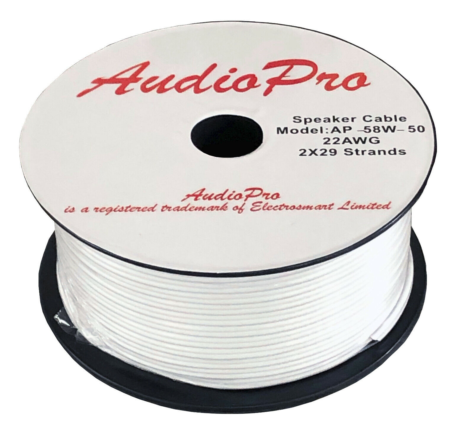 50m Reel of AudioPro 22 AWG White Speaker Cable 2 x 29 Strands HiFi ...